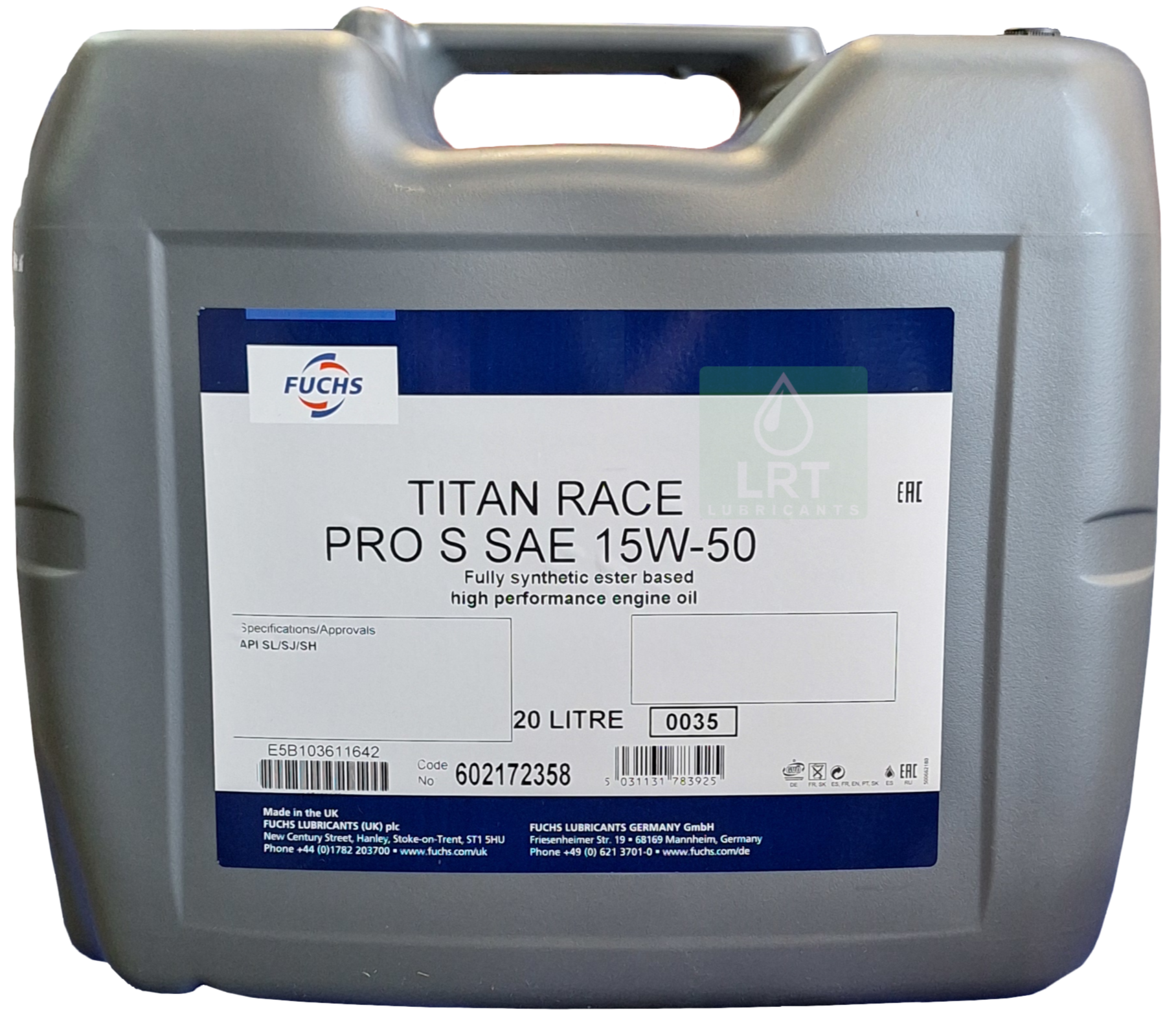 Fuchs Titan Race Pro S 15W-50 Race Oil - 20 L | LRT Lubricants Shop