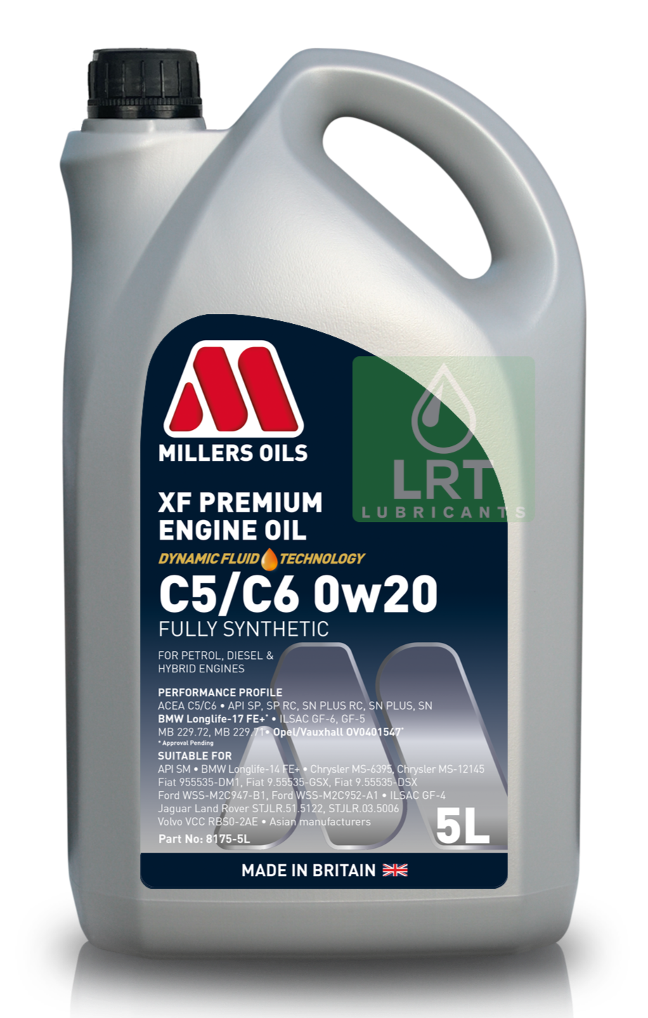 Millers XF Premium C5/C6 0W-20 Engine Oil - 5 Litres | LRT Lubricants Shop